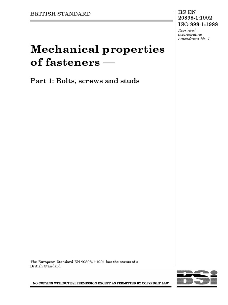 BS en 20898-1-1992 | PDF | Screw | Steel