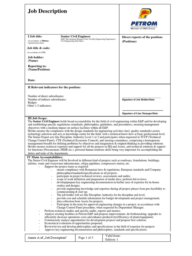 JD SR - Civil Engineer | PDF | Project Management | Engineering