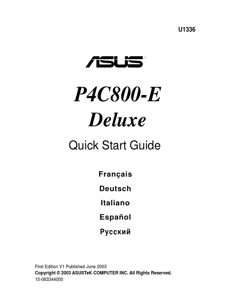 ASUS P4C800-E Deluxe Quick Start Guide | PDF | Ordinateurs