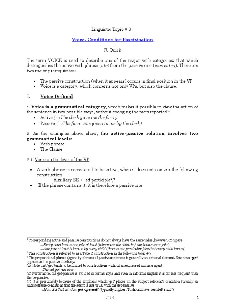 8 Voice Passivisation | Phrase | Verb