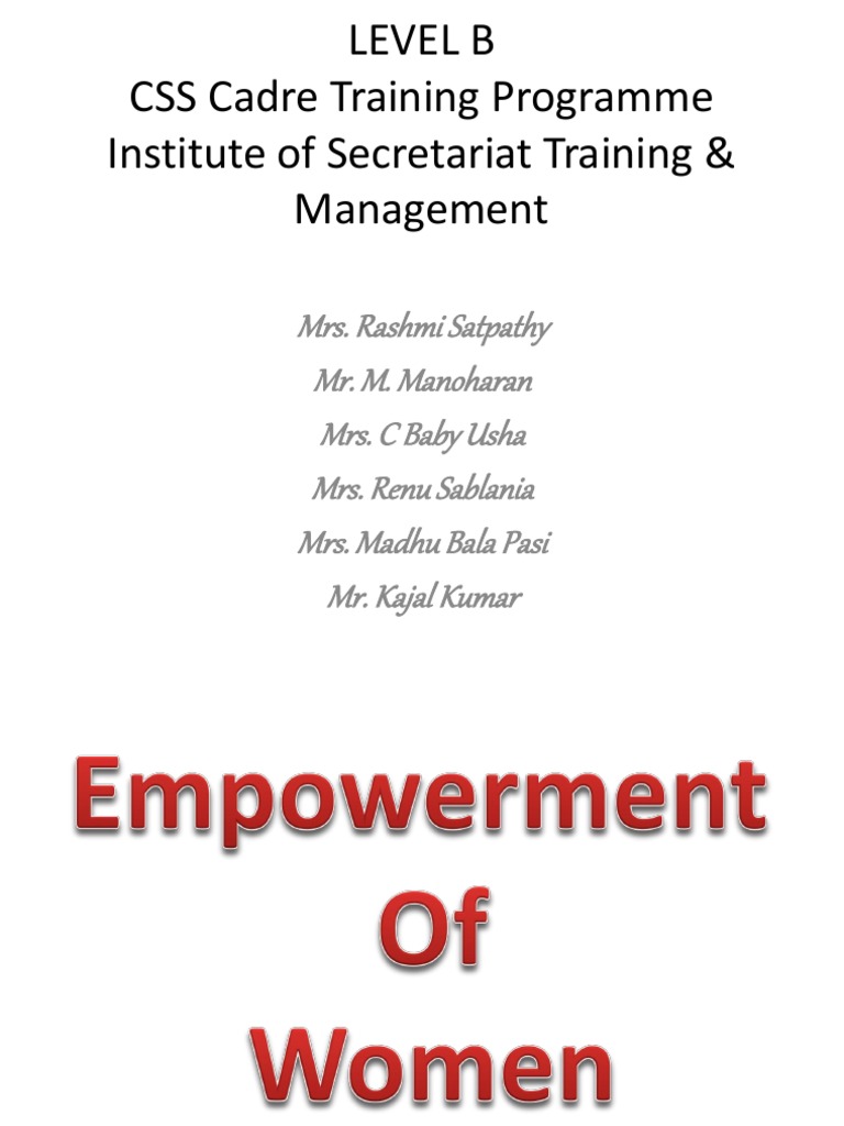 Level B CSS Cadre Training Programme Institute of Secretariat Training ...