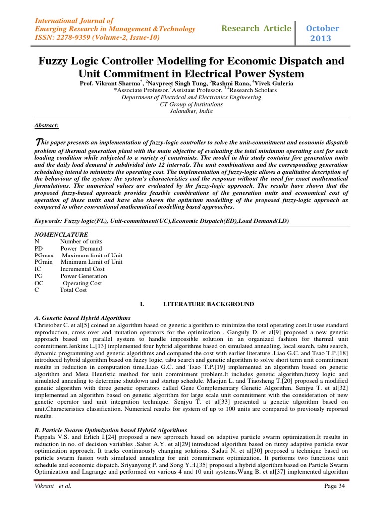 Unit Commitment in Electrical Power System | PDF | Mathematical Optimization | Applied Mathematics