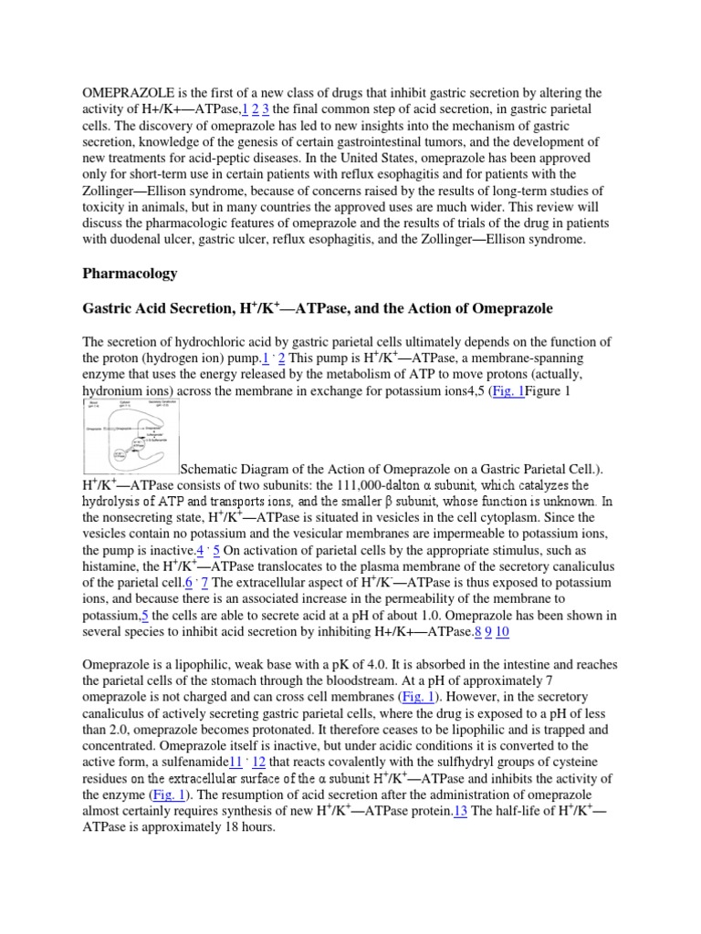 OMEPRAZOLE Is The First of A New Class of Drugs That Inhibit Gastric ...