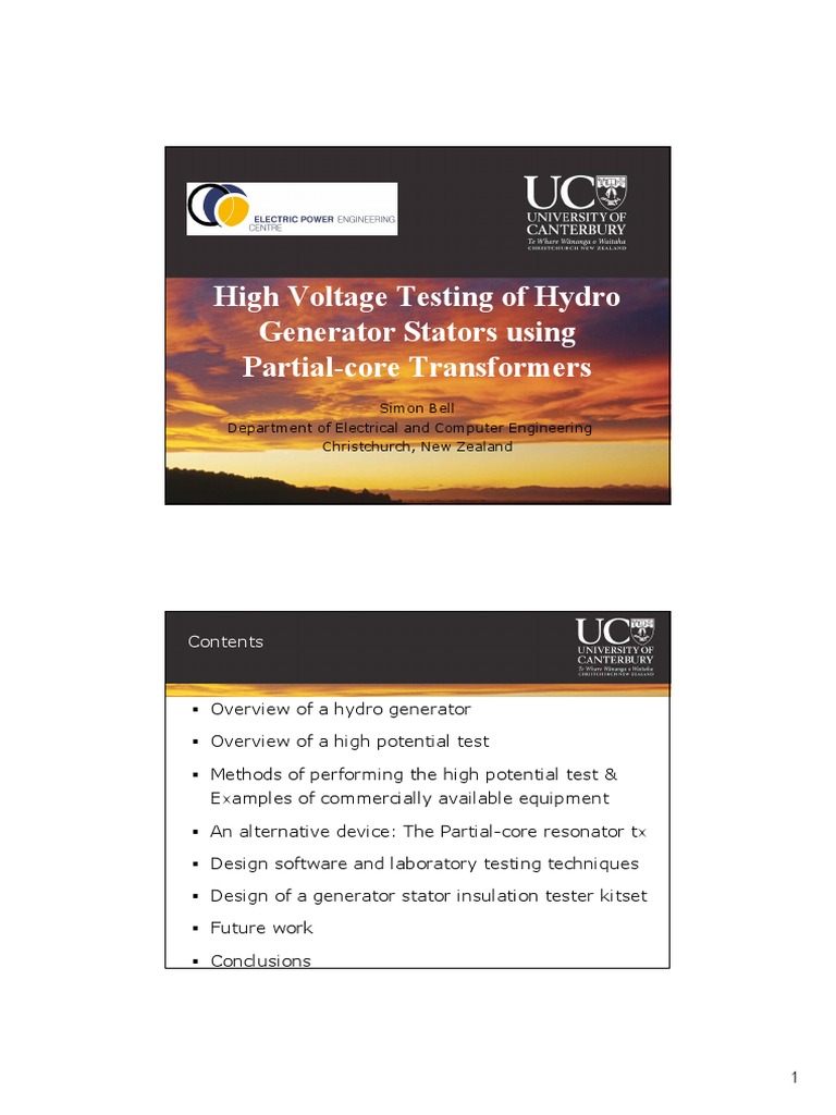 High Voltage Testing of Hydro Generator Stators Using Partial Core ...