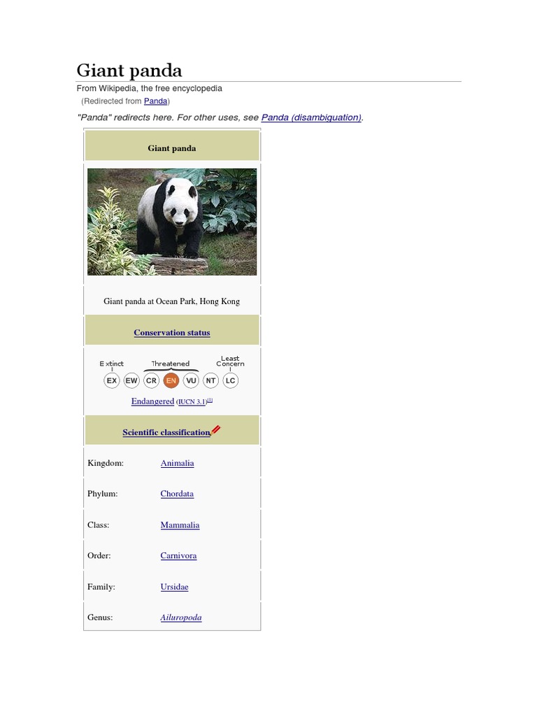 Giant Panda: "Panda" Redirects Here. For Other Uses, See | PDF | Giant ...