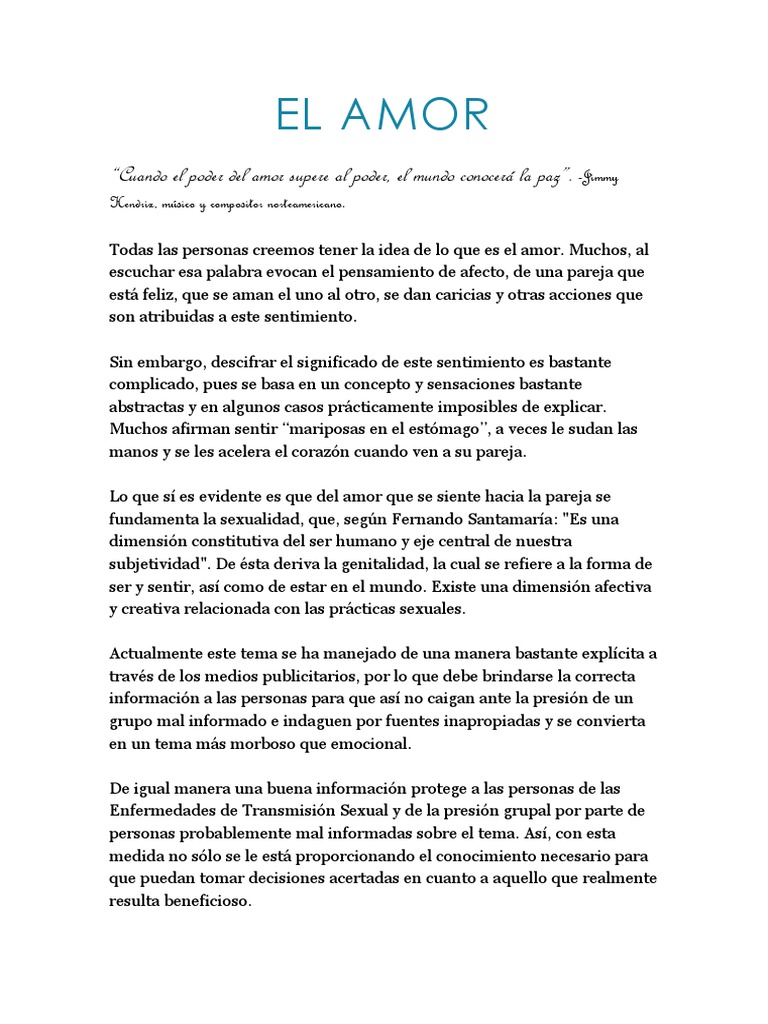 El Amor: “Cuando el poder del amor supere al poder, el mundo conocerá ...