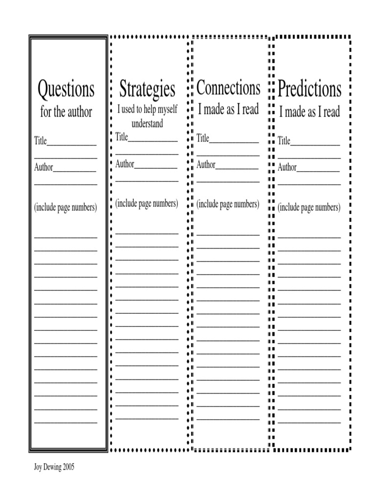 Joy Dewing 2005 Reading Reflections | PDF