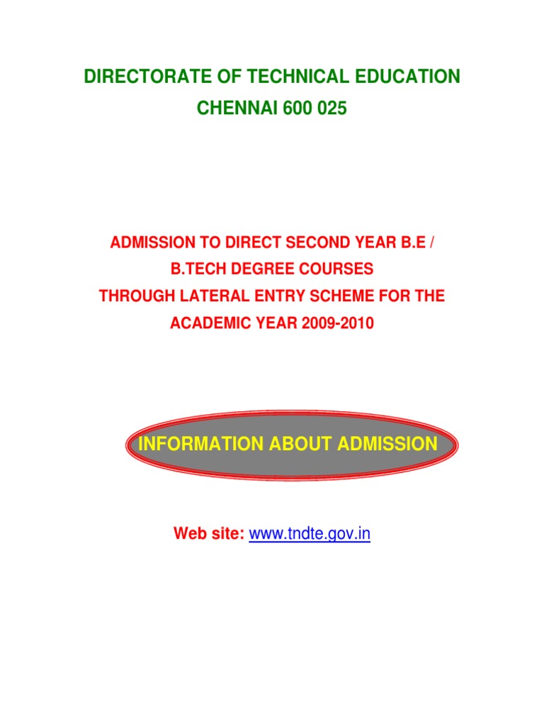 Guidelines For Lateral Entry 2009 2010 | PDF | University And College ...