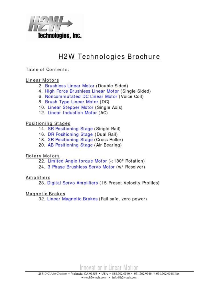H2W Technologies Brochure | PDF | Inductor | Servomechanism