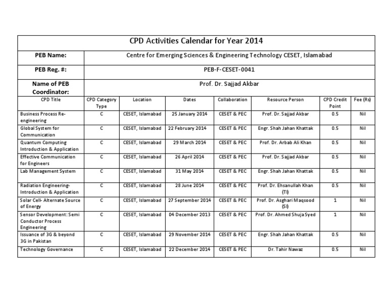 CPD Events for Engineers 2014 | PDF | Energy And Resource | Nature