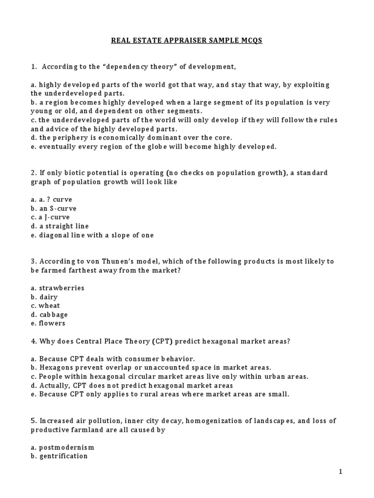 Mastering Real Estate Appraisal: Sample Multiple Choice Questions ...