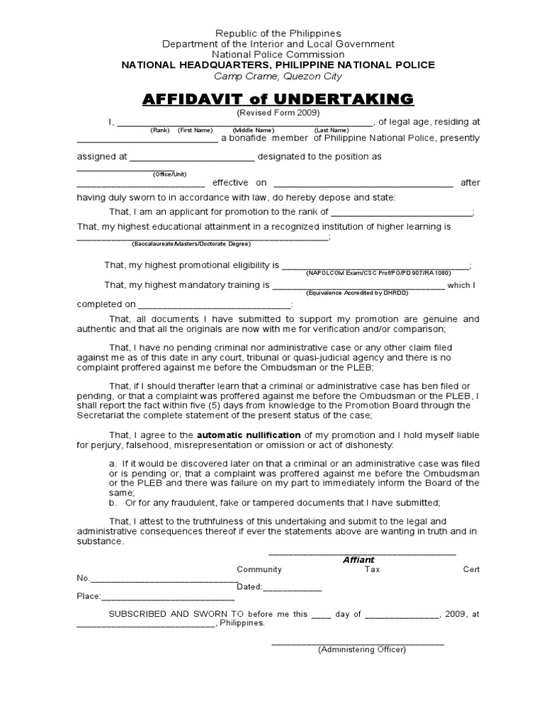Affidavit of Undertaking-2 | PDF | Legal Procedure | Government