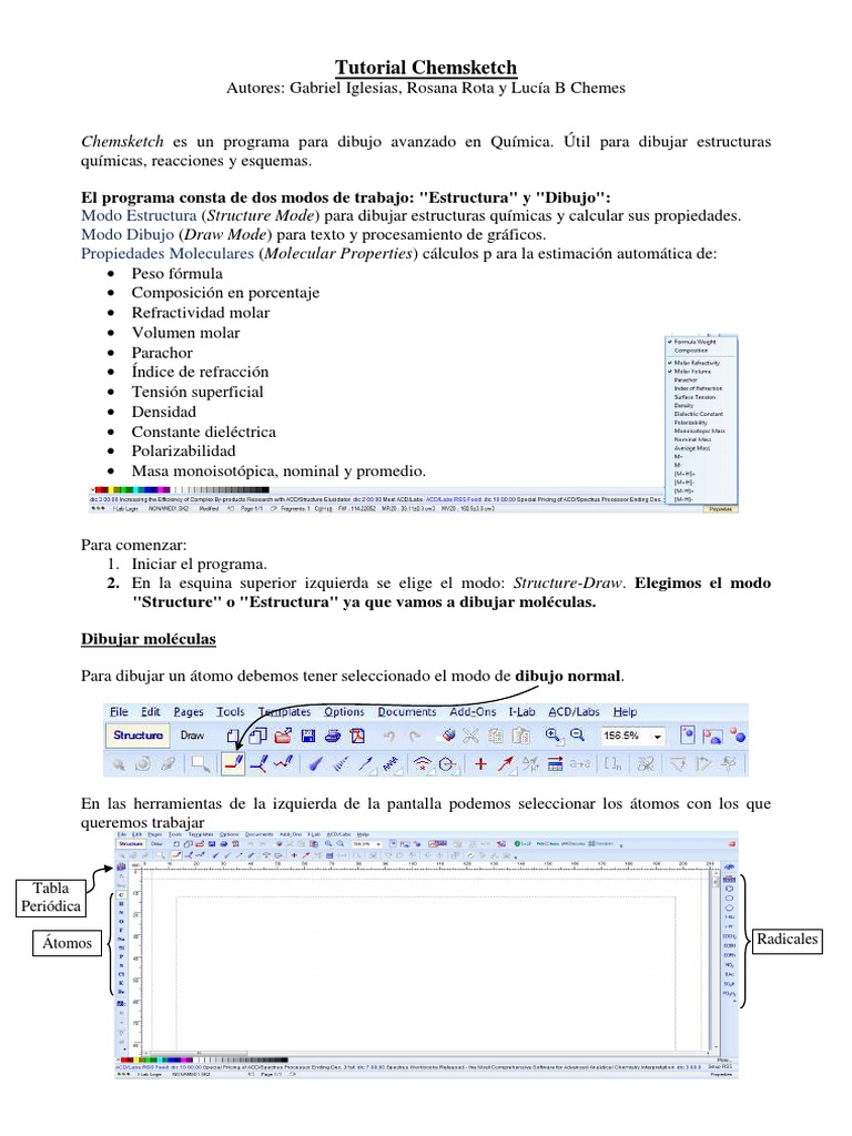 Tutorial Chemsketch 2013 | PDF | Moléculas | Enlace químico