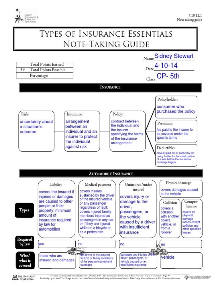 insurance note taking guide | Life Insurance | Insurance
