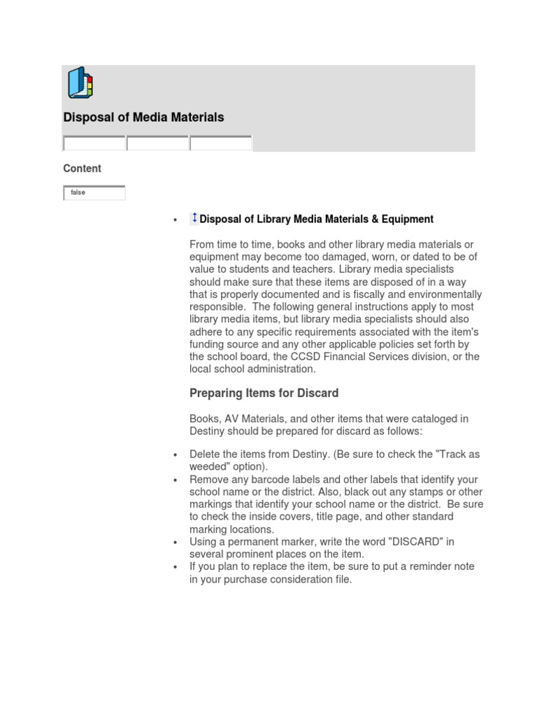 Disposal Procedures for Library Items | PDF | Waste Management | Libraries