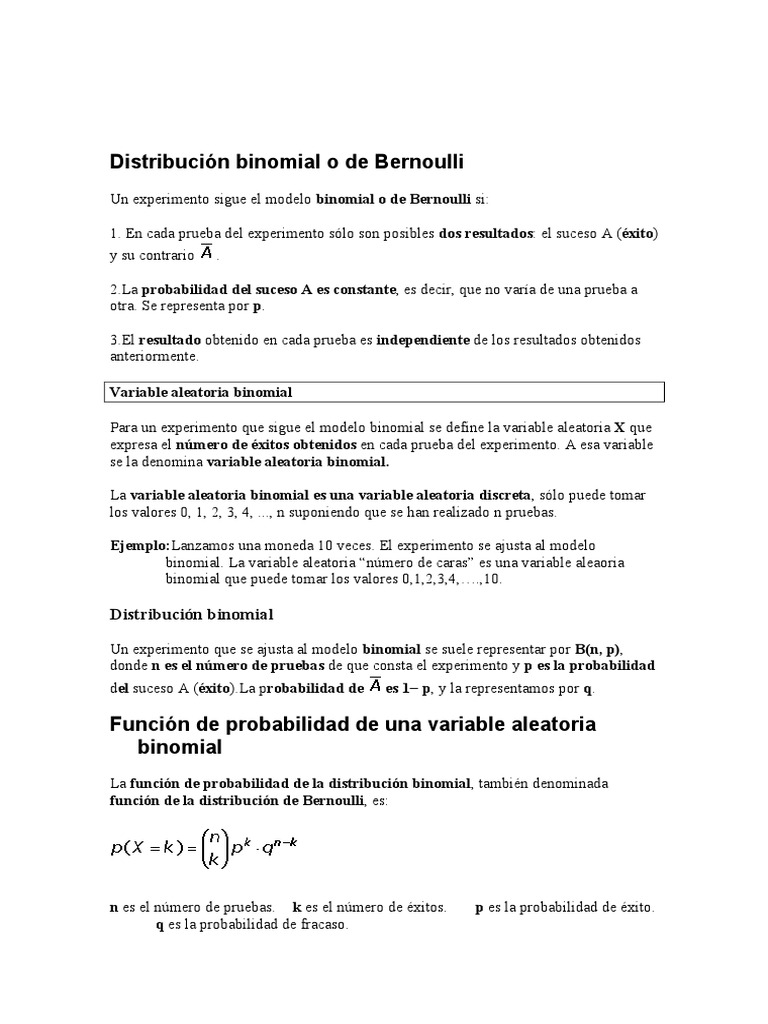 Distribución Binomial o de Bernoulli | PDF | Métodos y materiales de enseñanza