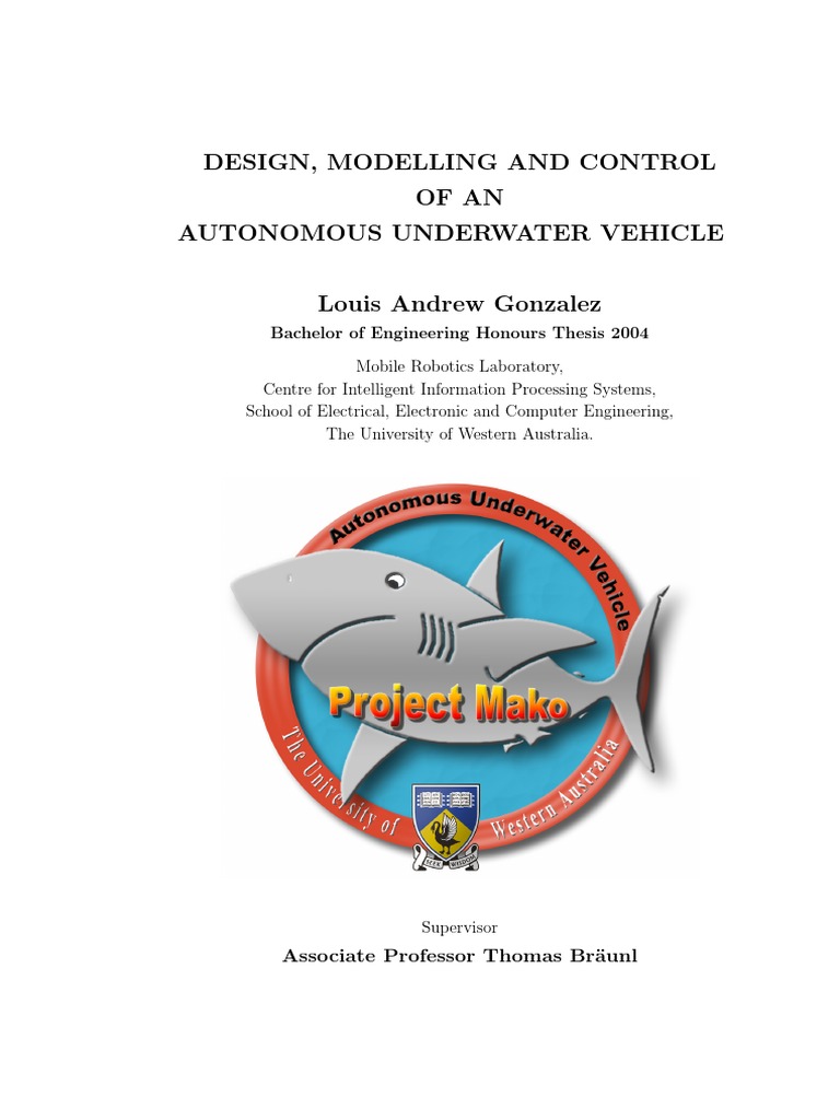 Design Model and Control of Autonomous Underwater Vehicle | PDF
