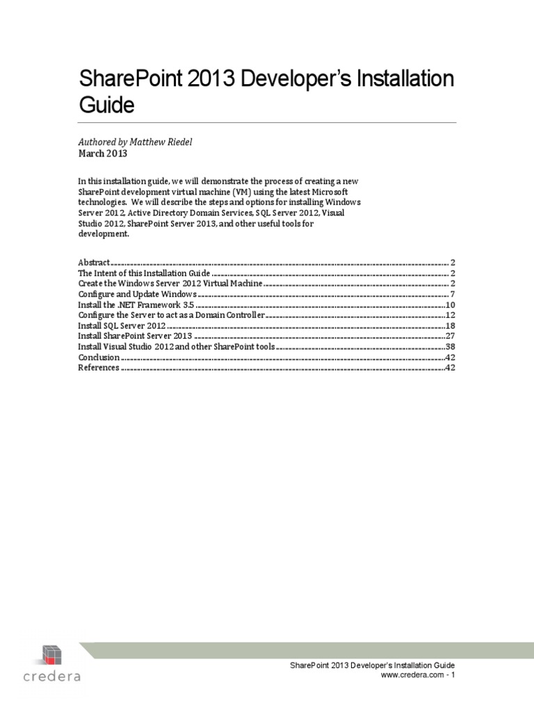 SharePoint 2013 Dev VM Setup Guide | PDF | Share Point | Active Directory