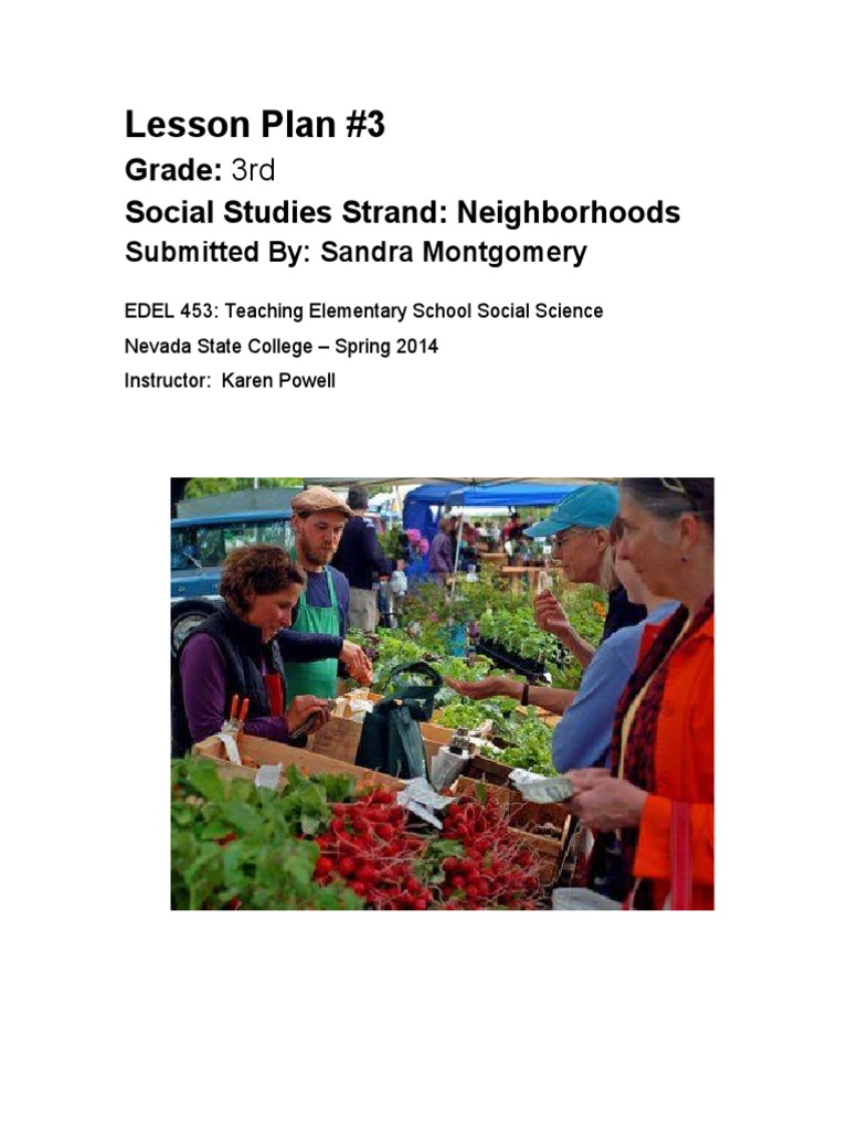 Lesson Plan #3: Grade: 3rd Social Studies Strand: Neighborhoods | PDF