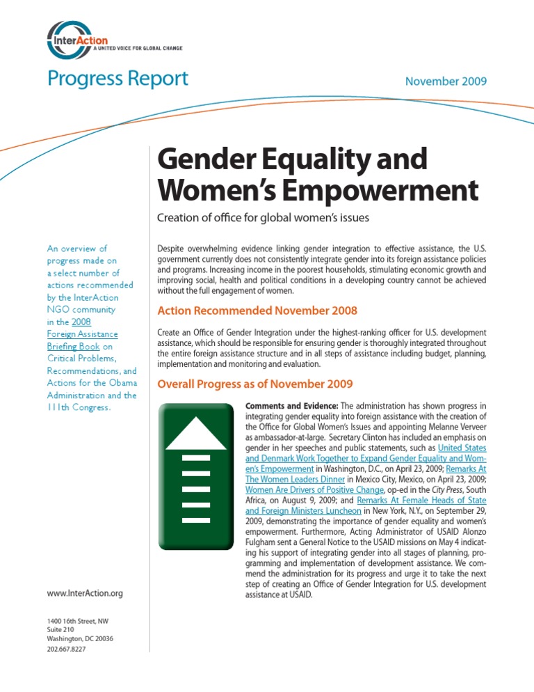 Progress Report Gender Office | PDF | United States Agency For ...