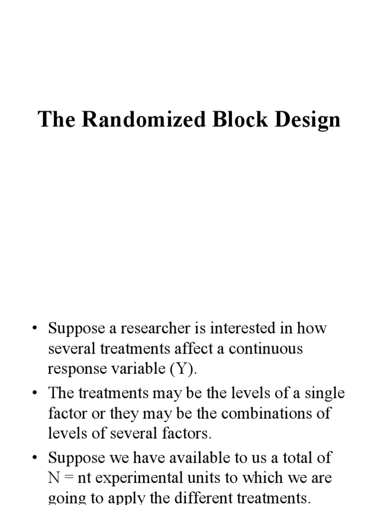 The Randomized Block Design | PDF