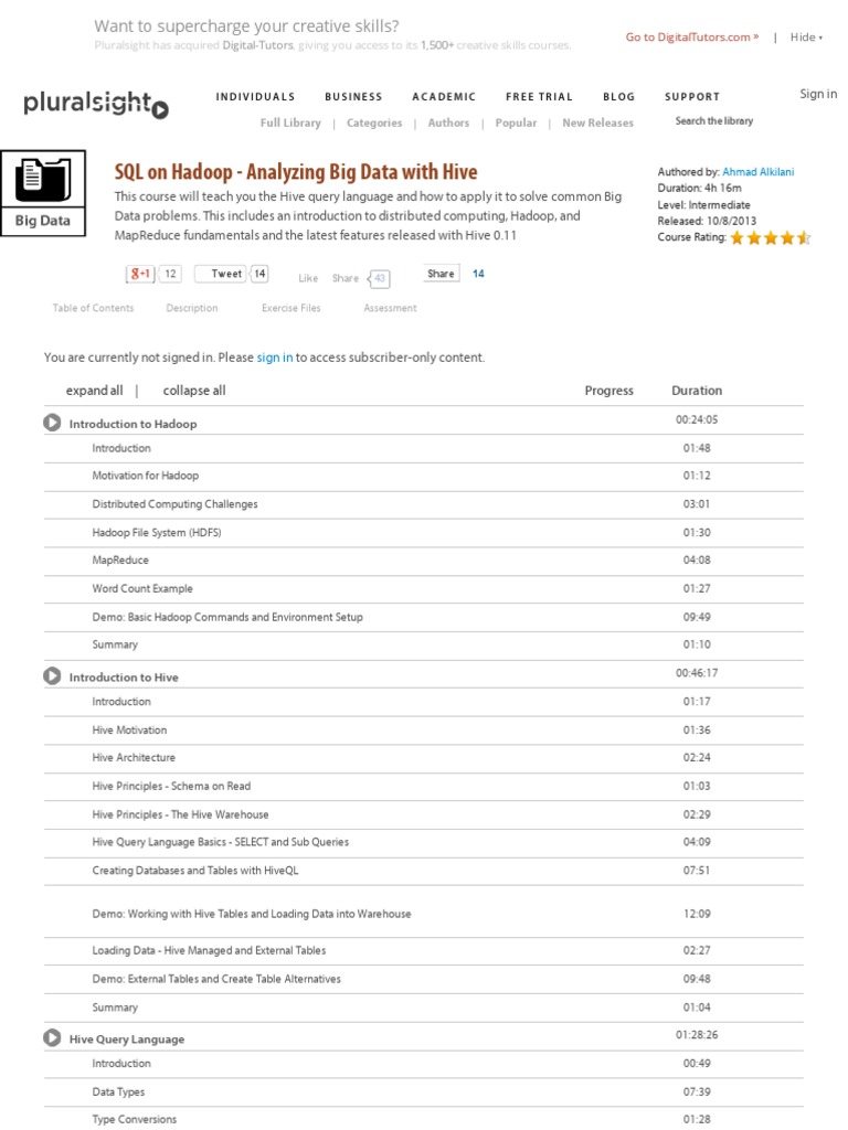 SQL On Hadoop - Analyzing Big Data With Hive | PDF | Apache Hadoop | Computer Engineering