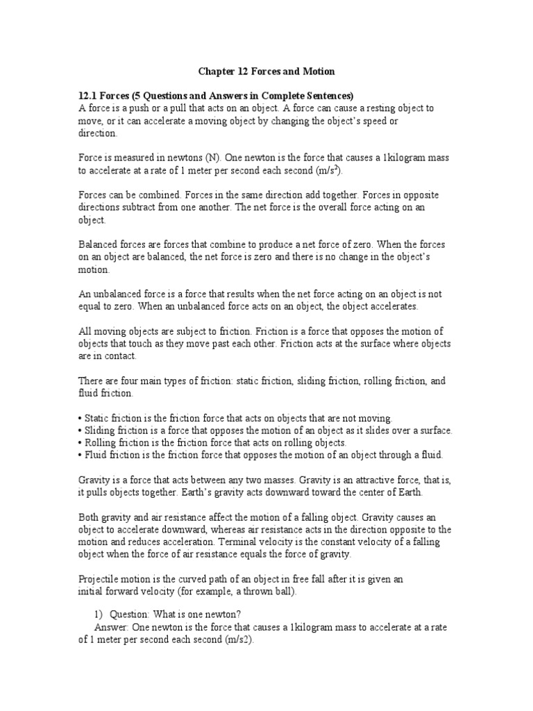 Chapter 12 Study Guide Physical Science | PDF | Momentum | Force