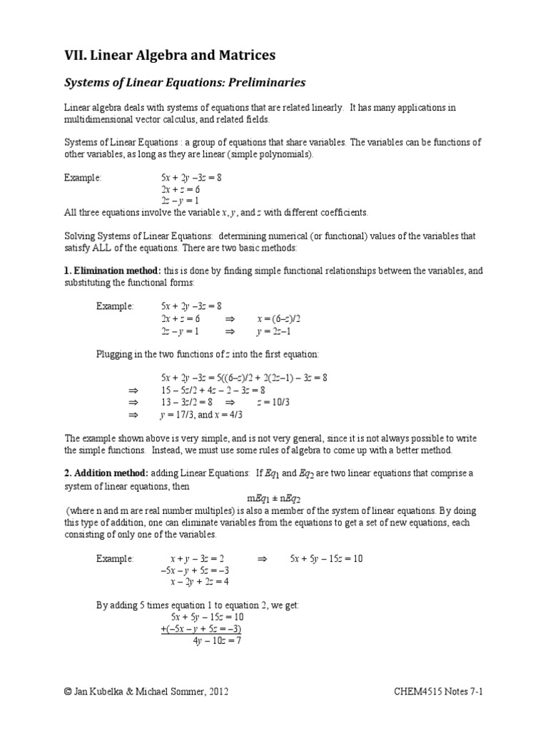 Notes7 Linear Alg | PDF | Matrix (Mathematics) | Eigenvalues And ...