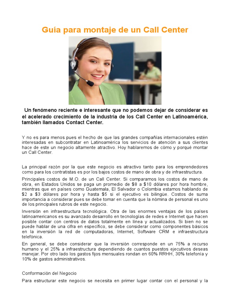 Guía para Montaje de Un Call Center | PDF | Centro de llamadas | Business