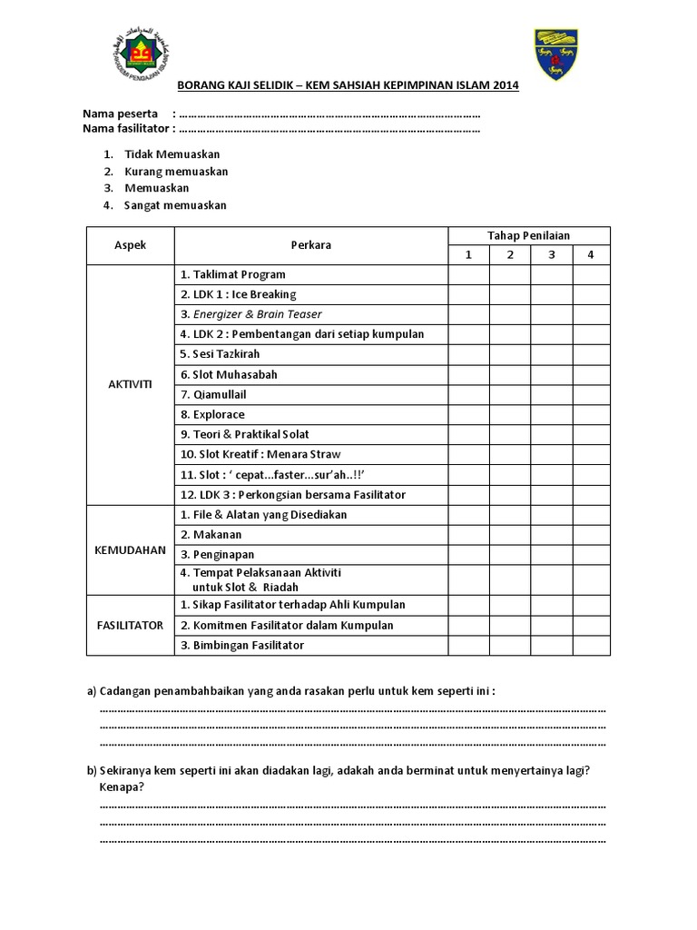 Contoh Borang Kaji Selidik | PDF