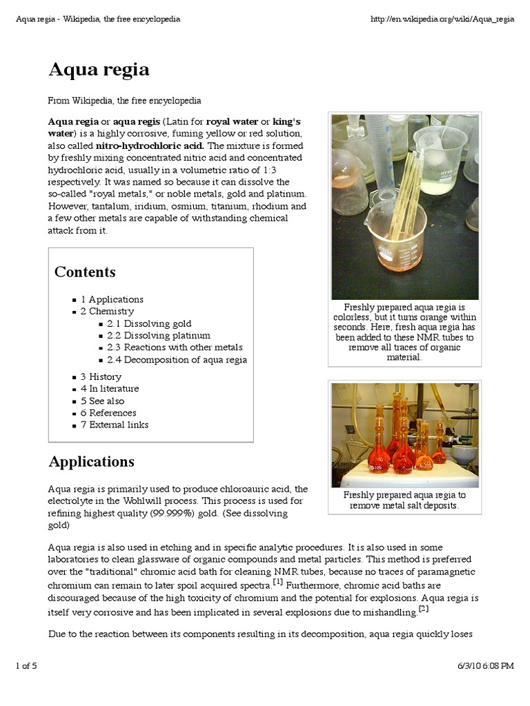 Aqua Regia - Wikipedia | Sets Of Chemical Elements | Chemical Substances
