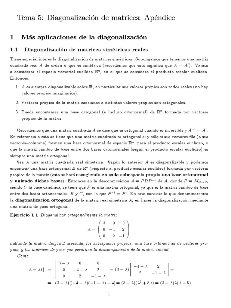 Diagonalización de Matrices Simétricas | PDF | Valores propios y vectores propios | Raíz cuadrada