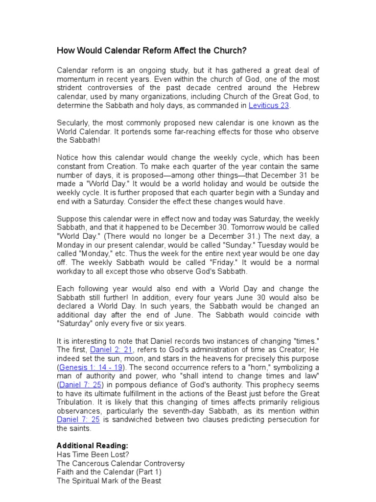 Impact of Calendar Reform on Sabbath | PDF | Shabbat | Calendar