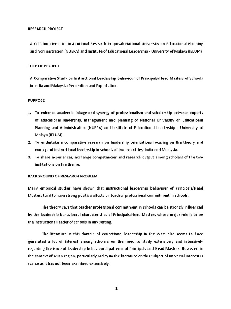 Research Proposal | PDF | Teachers | Leadership