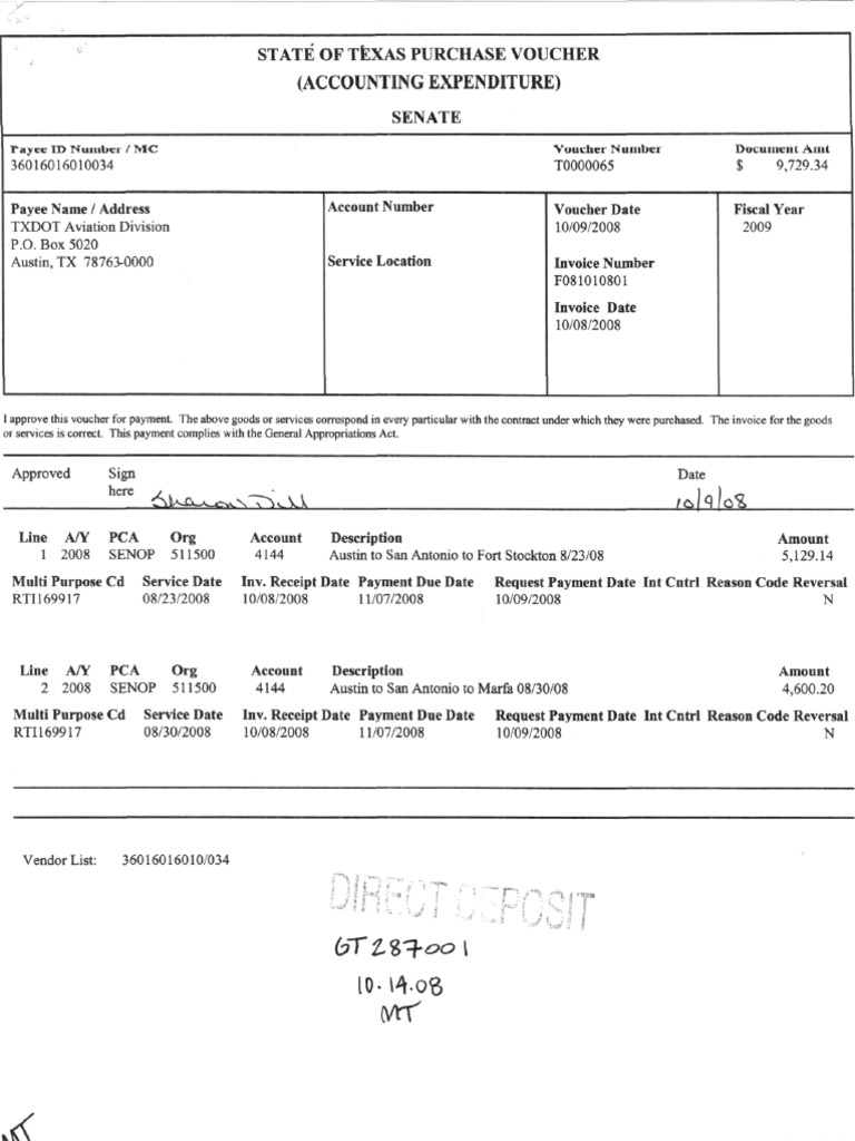 Fjihn: State of Texas Purchase Voucher (Accounting Expenditure) | PDF