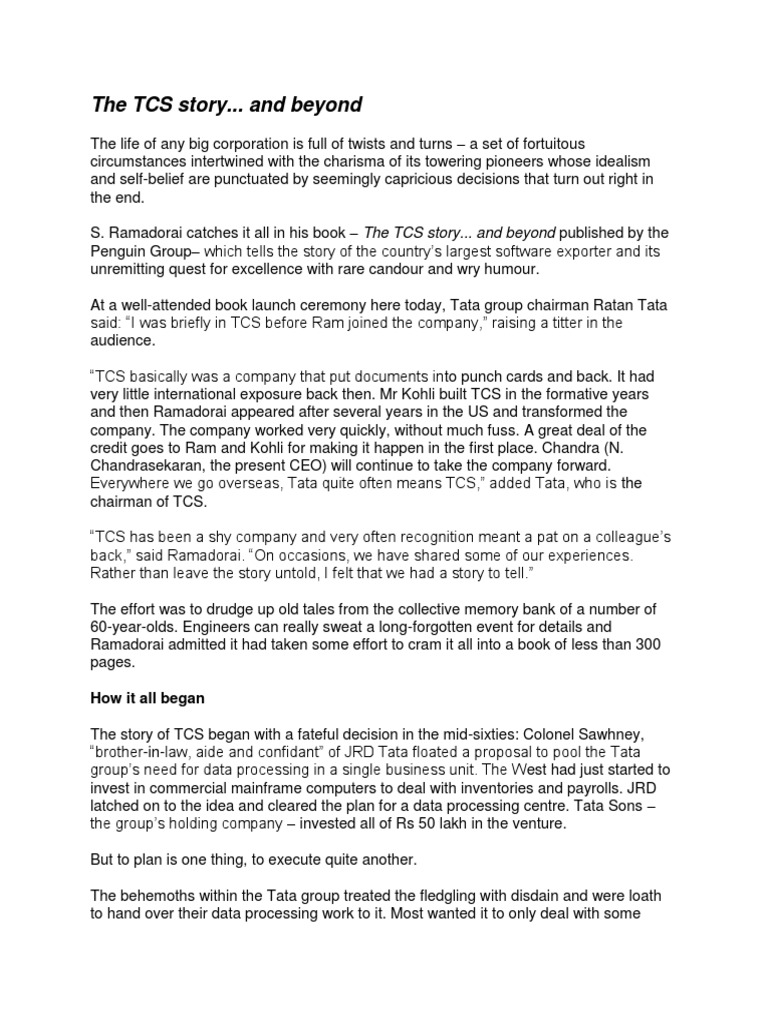 TCS Story | PDF | Stocks | Business
