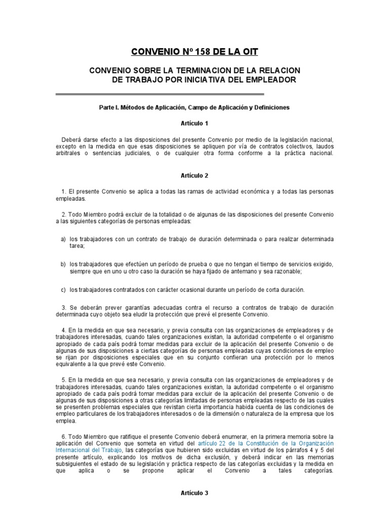 Convenio #158 de La Oit | Descargar gratis PDF | Desempleo | Ciencias sociales