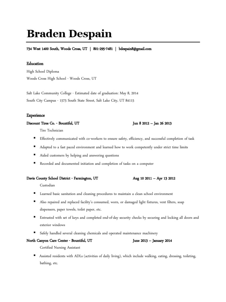 Braden Resume | PDF | Career & Growth