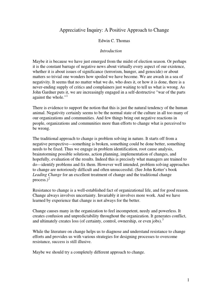 Appreciative Inquiry | PDF | Psychological Concepts | Cognitive Science