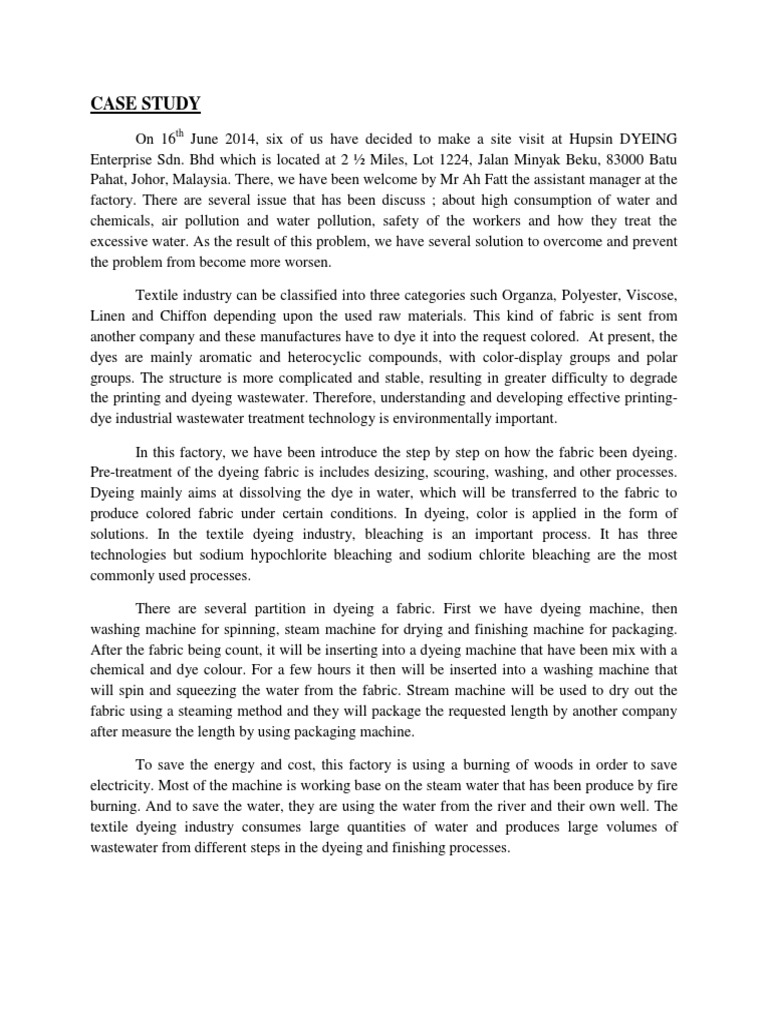 Example of CASE STUDY | PDF | Wastewater | Chemical Substances