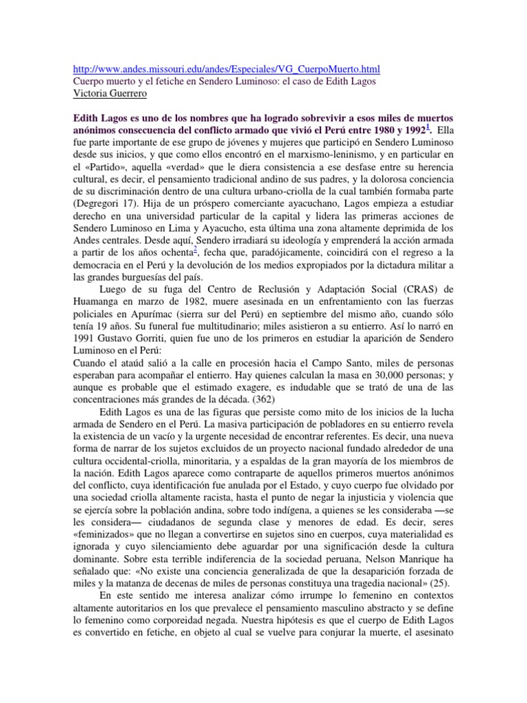 Cuerpo Edith Lagos | PDF | Mujer | Perú