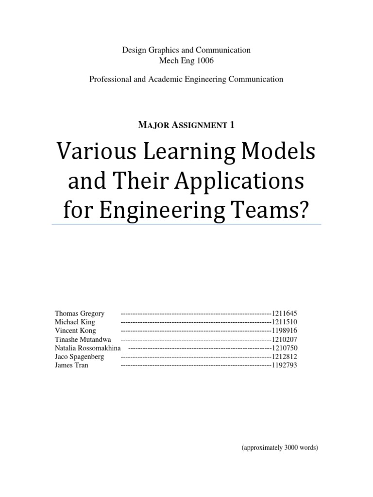 Various Learning Models and Their Applications For Engineering Teams ...