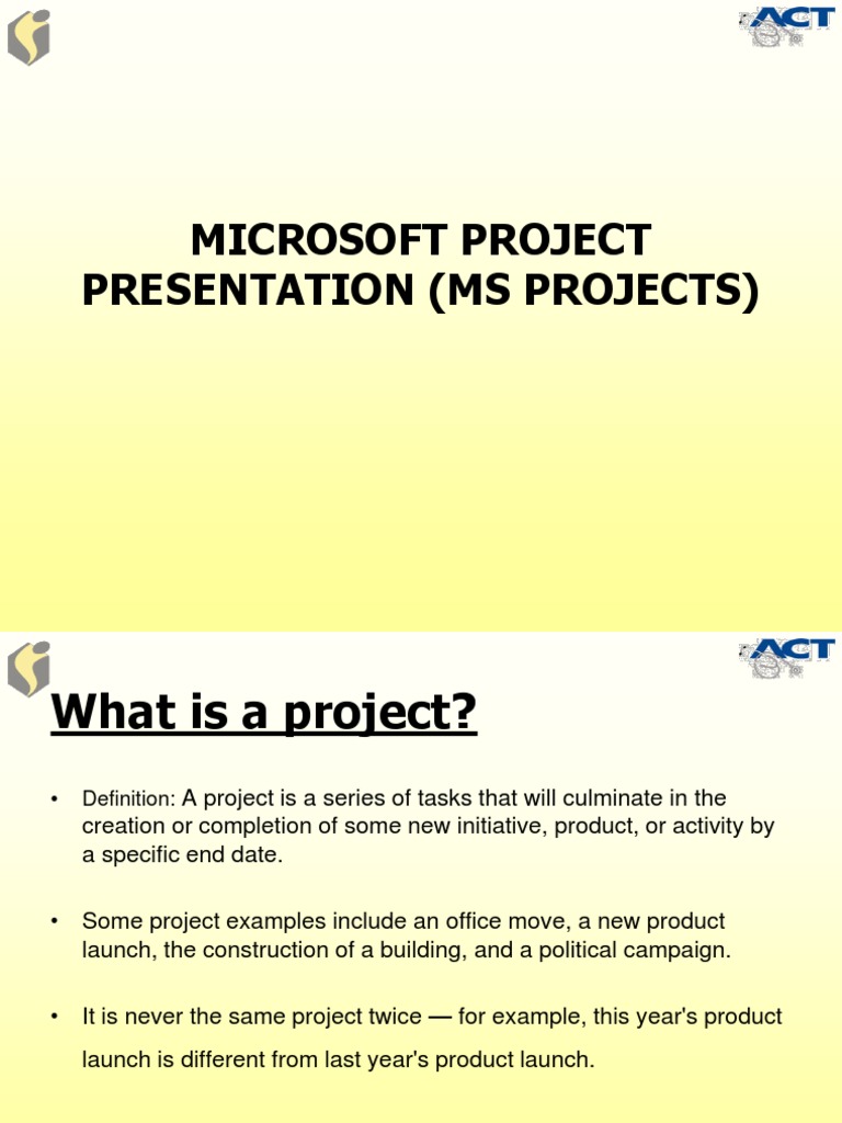 MS Project Presentation | PDF | Microsoft Office | Microsoft Excel