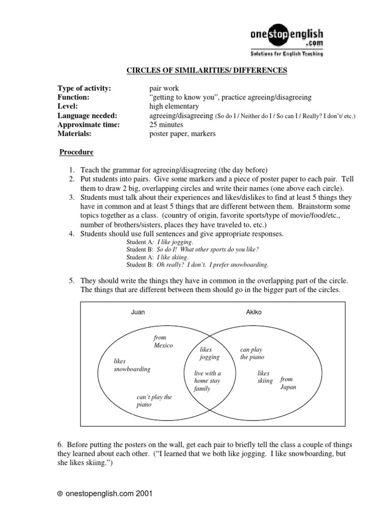 Circles of Similarities or Differences | PDF