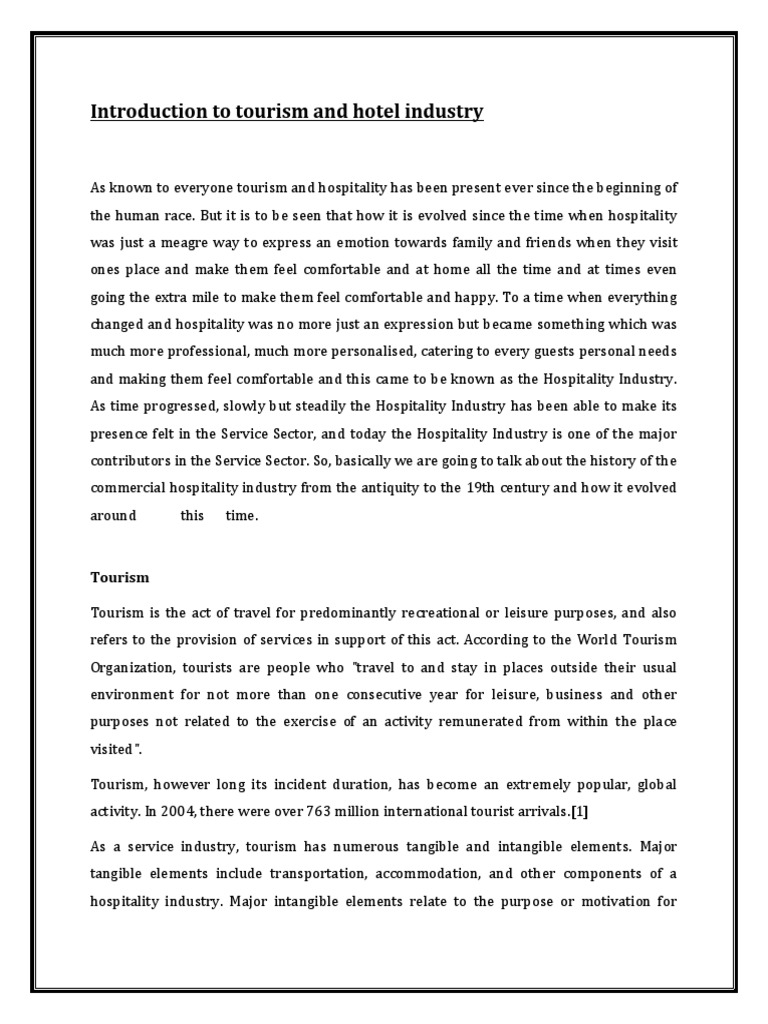 Introduction To Tourism and Hotel Industry 123 | PDF | Tourism | Hotel ...