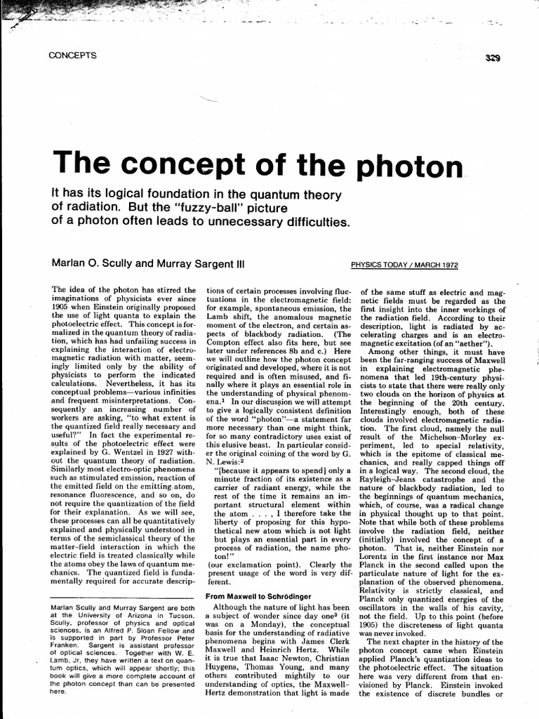 The Concept of The Photon | PDF | Photon | Photoelectric Effect