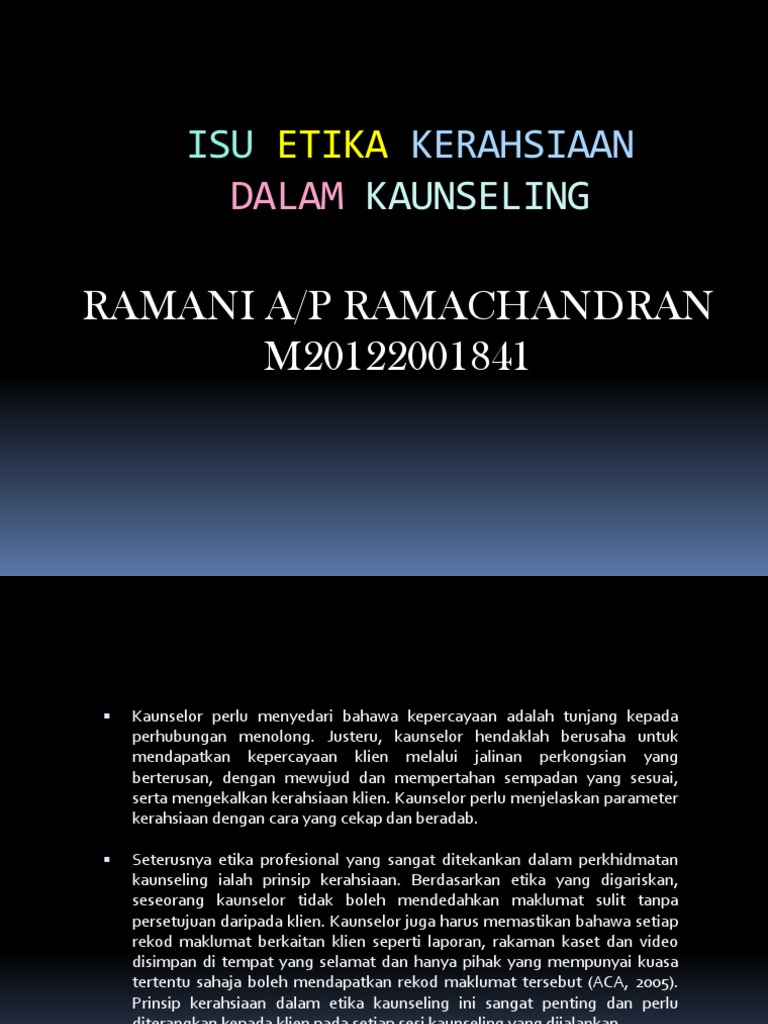 Etika Kerahsiaan Dan Isu Perundangan | PDF