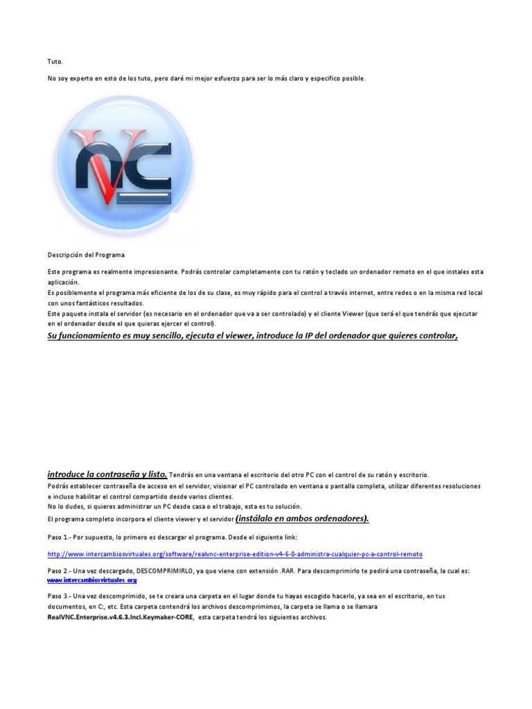 Tuto Real VNC | PDF | Servidor (Computación) | Contraseña