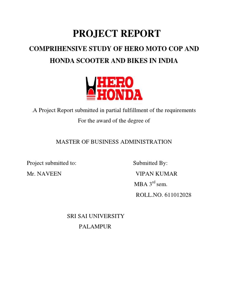 Hero Honda Research Project | PDF | Career & Growth | Business