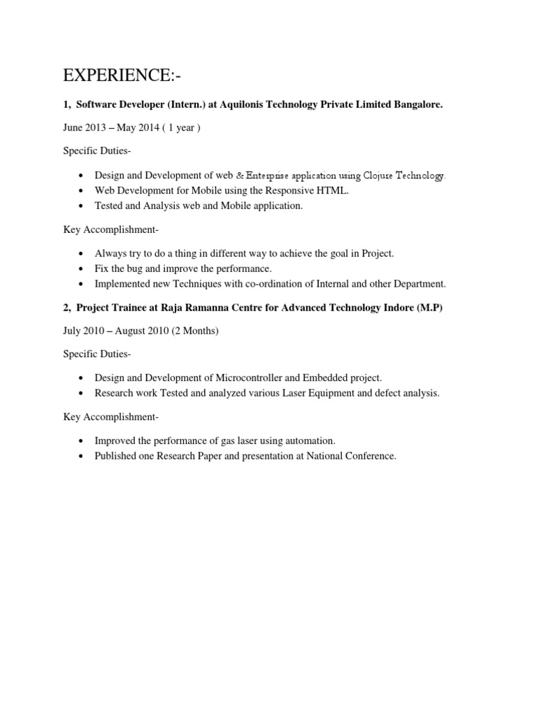 Aquilonis Internship Experience Summary | PDF